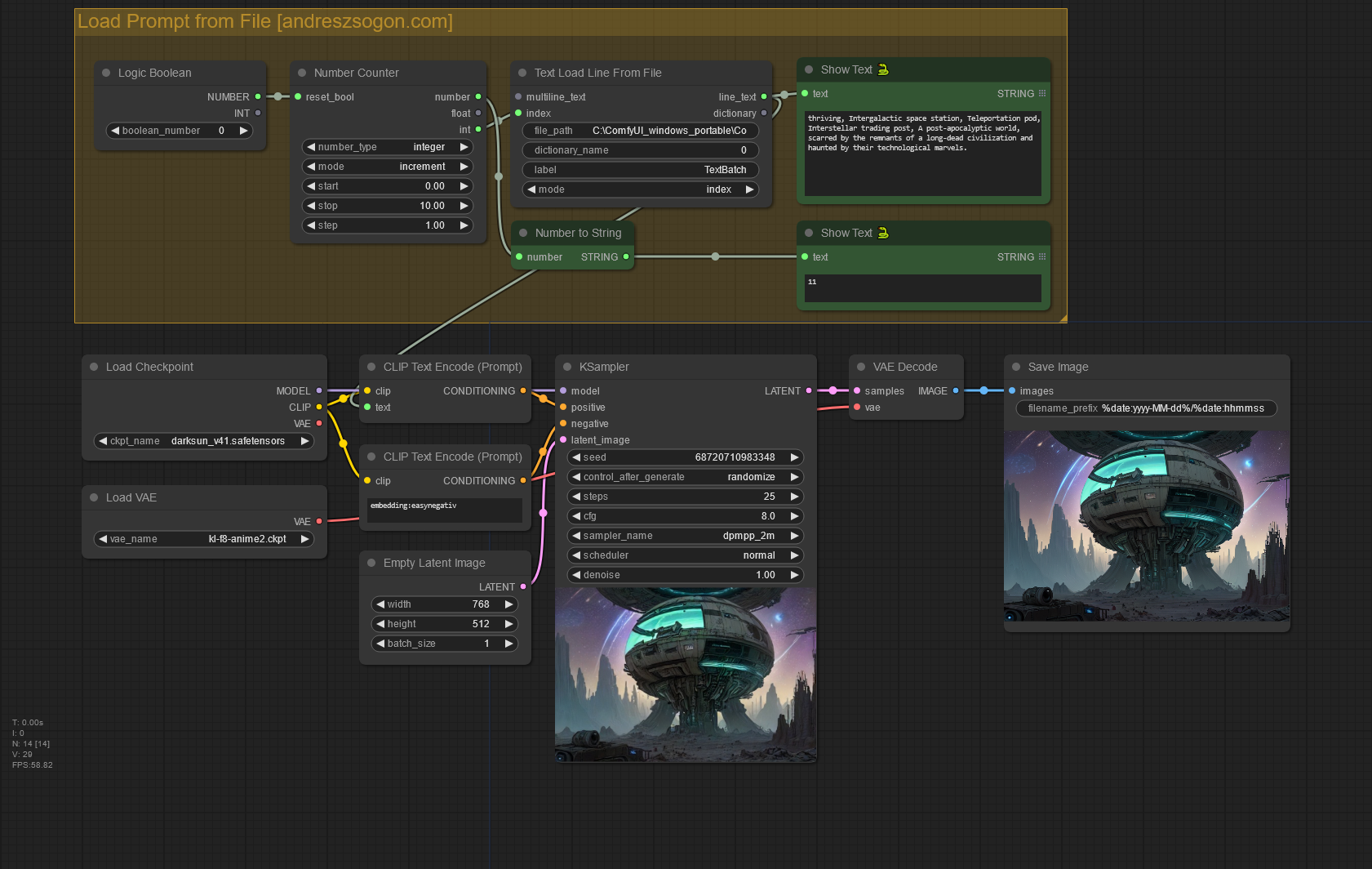 ComfyUI load prompts from text file workflow | Andrés Zsögön