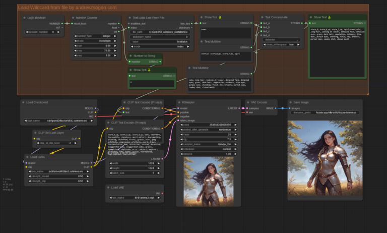 ComfyUI wildcards in prompt using Text Load Line From File node ...